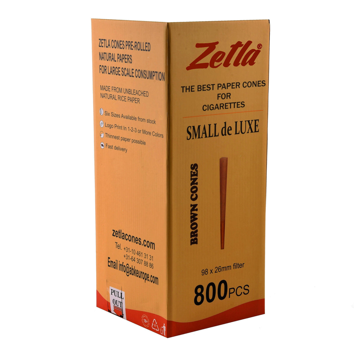 Zetla Pre Rolled Cones Small De Luxe Brown (800 Pcs) | abk-usa.com ...